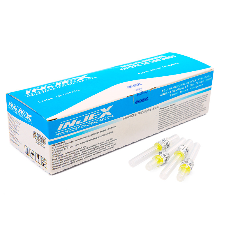 AGULHA GENGIVAL 30G CURTA C/100 UND - INJEX